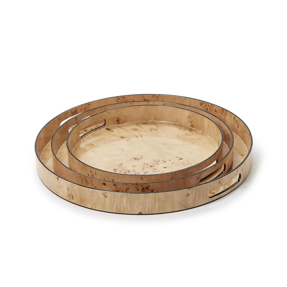 Burled Wood Pattern Round Tray, Set of 3 – pier1